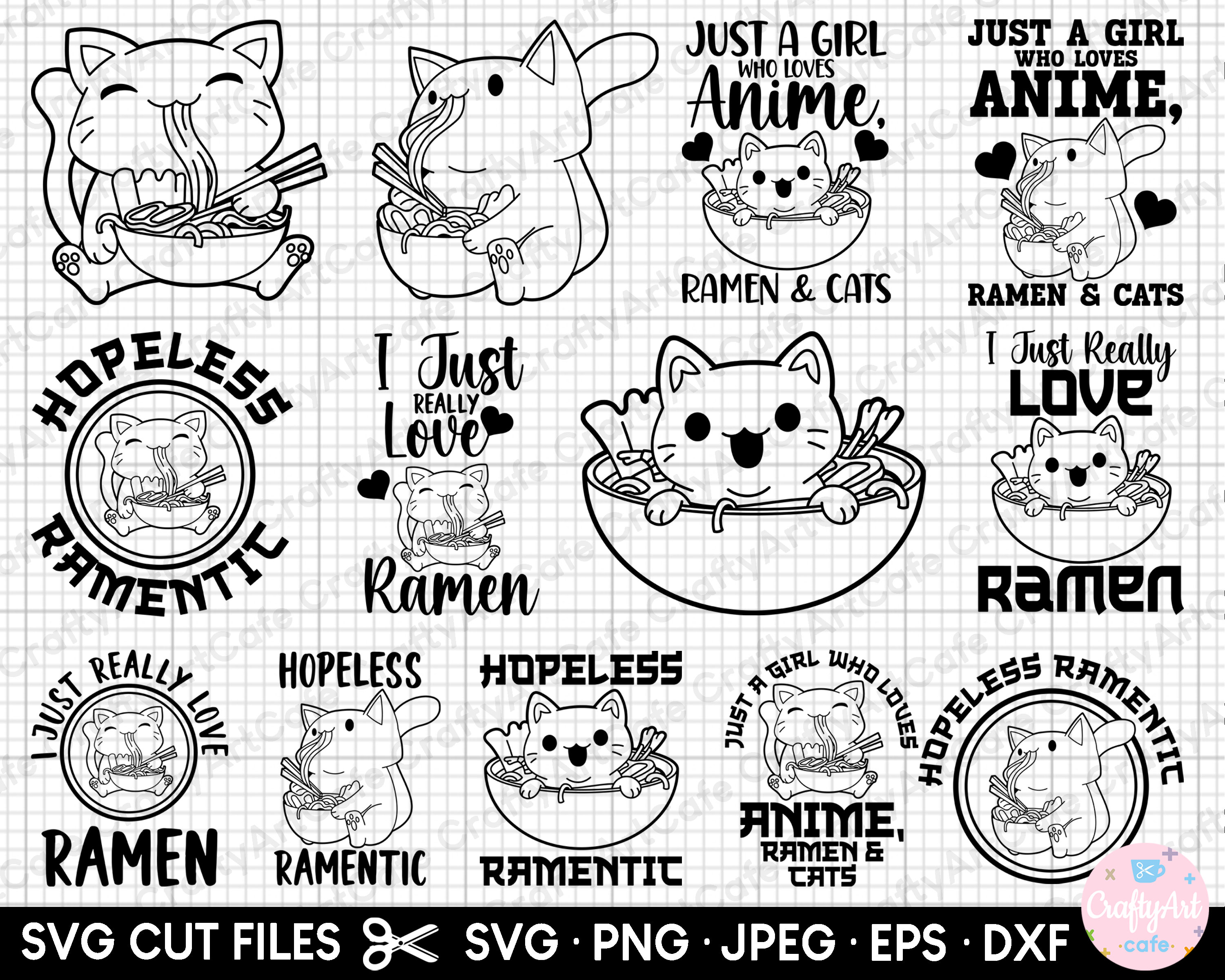 Ramen svg png ramen cat svg png anime cat svg png anime svg - Etsy