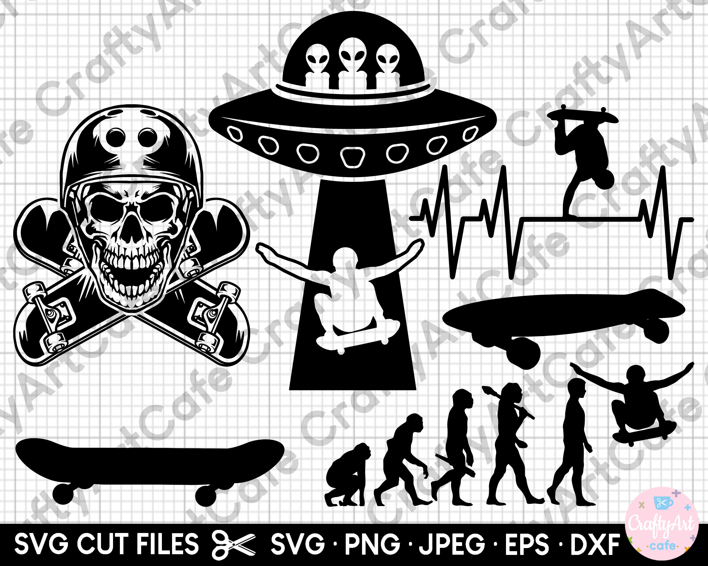 Skateboard Svg Bundle for Cricut, Skateboard Png Bundle, Skateboarding ...
