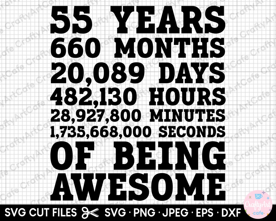 55th Birthday Svg 55 Years Old Svg 55th Birthday Png - Etsy