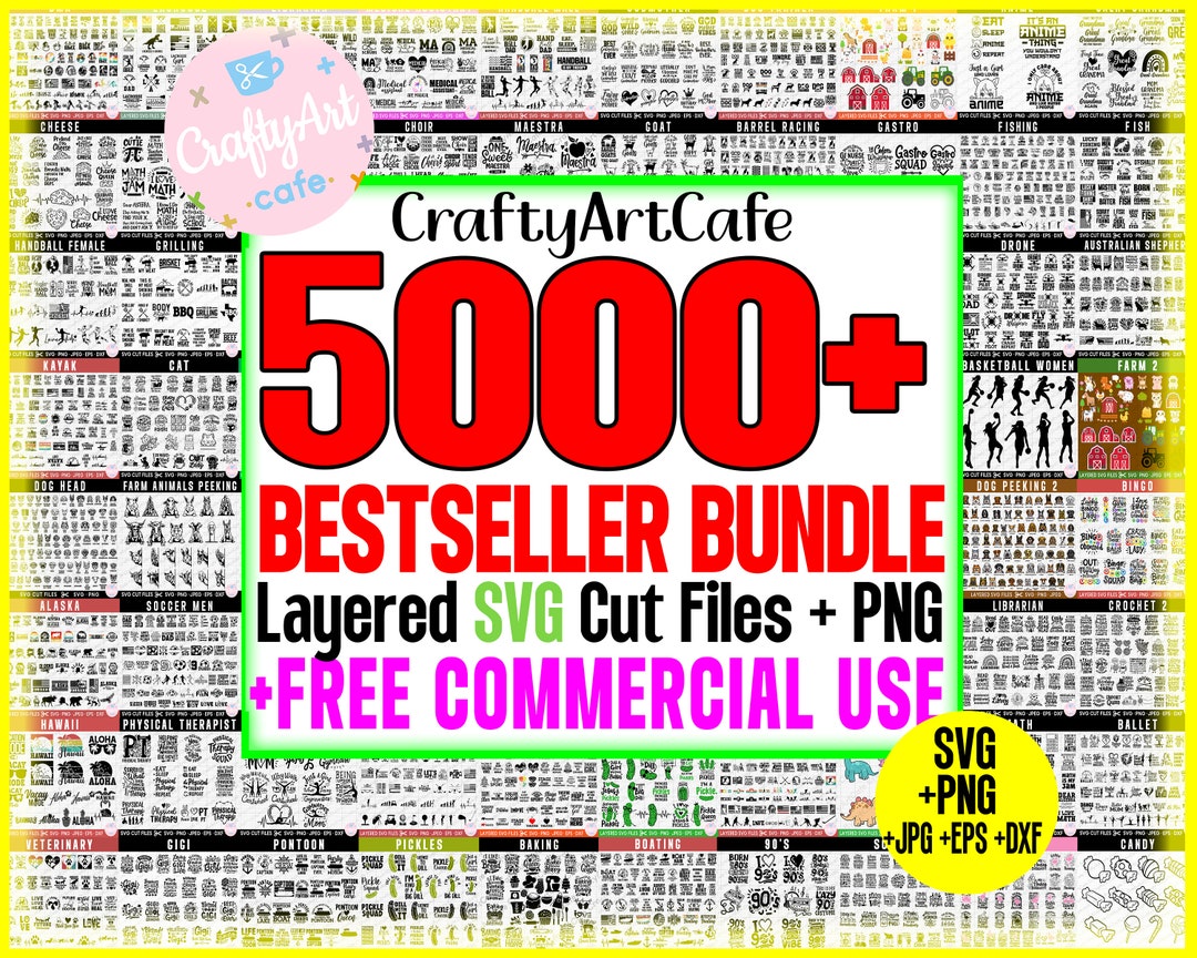 5000+ MEGA SVG Bundle Cricut Cut Files PNG Bundle Sublimation T Shirt ...