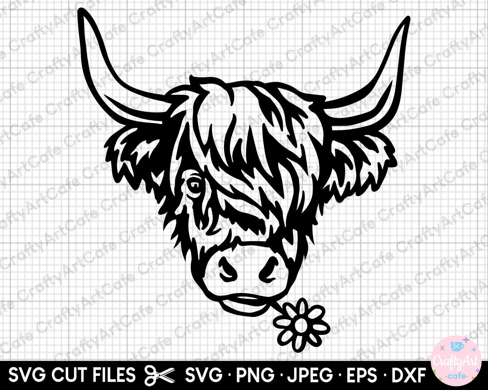 Highland Cow Svg Highland Cow Head Svg Png Highland Cor With Flower Svg ...