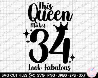 34th Birthday Svg - Etsy