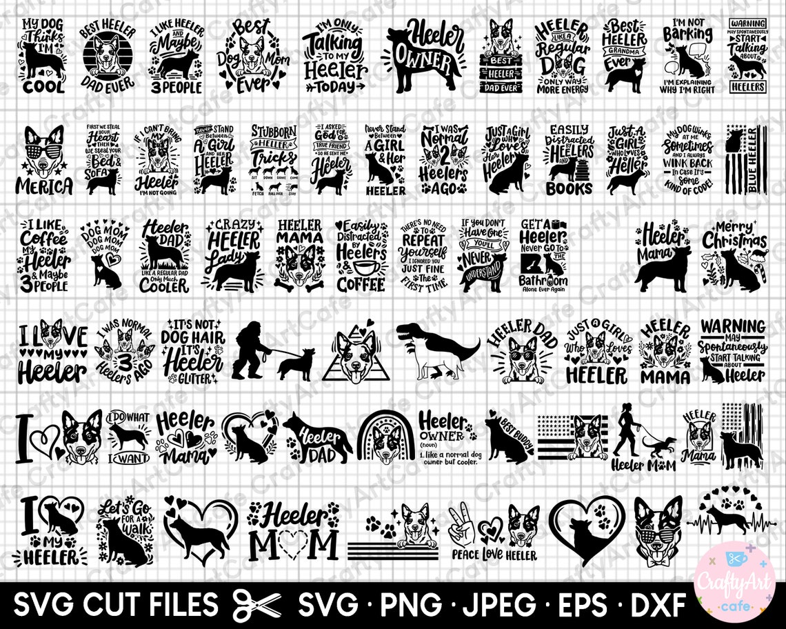 Blue Heeler Svg Bundle Cricut Cut Files Commercial Use Blue Heeler Png ...
