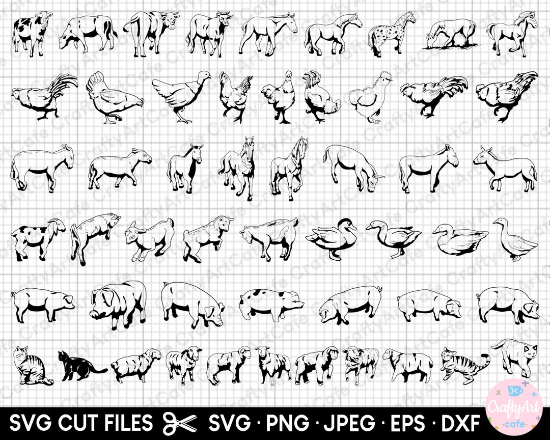 Farm Animals Svg Bundle Cricut Png Jpeg Clipart Free Commercial Use ...