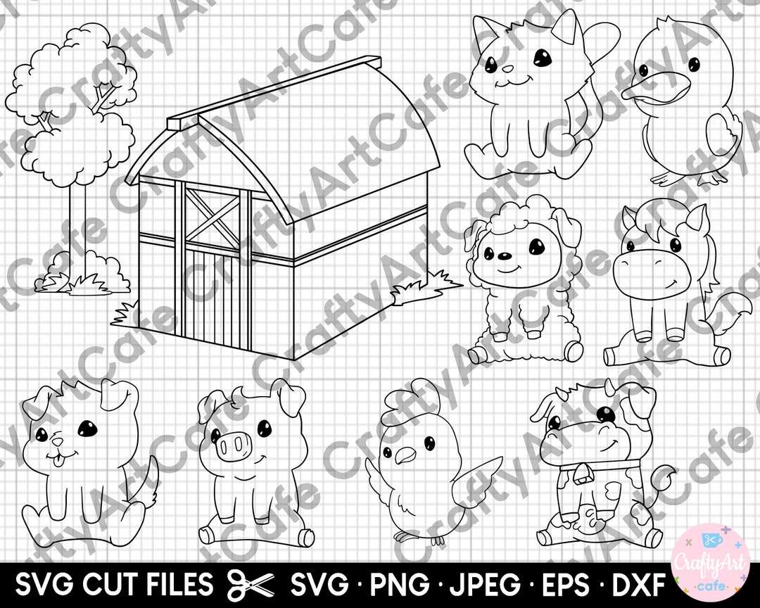 Kawaii Farm Animals Svg Bundle for Cricut Cute Farm Animals - Etsy