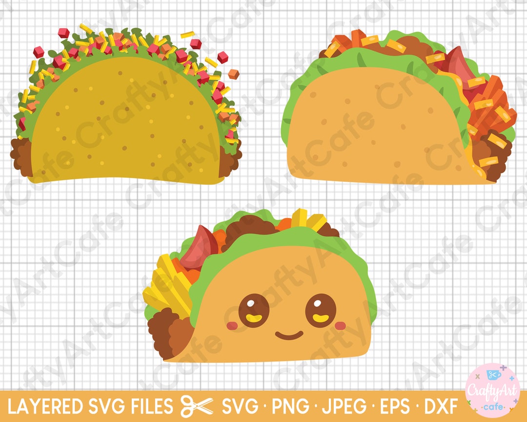 Taco Svg Cut Files Bundle for Cricut Cute Taco Kawaii Taco Cinco De Mayo Png Svg Commercial Use ...