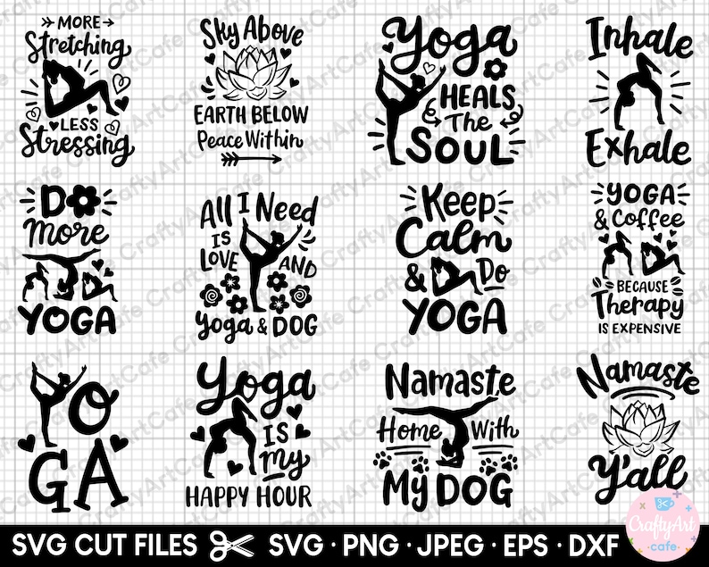 Yoga Svg Bundle Yoga Png Bundle Yoga Shirt Designs for Cricut Cut File ...