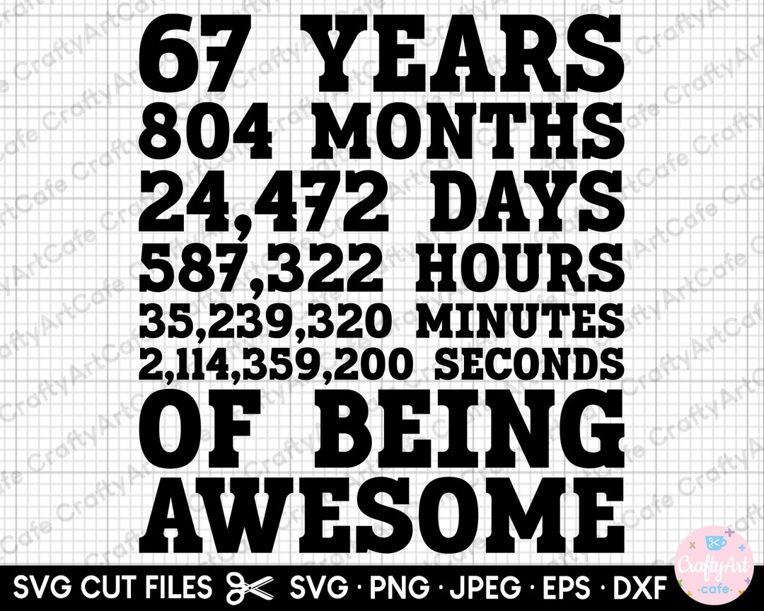 67th Birthday Svg 67 Years Old Svg 67th Birthday Png - Etsy