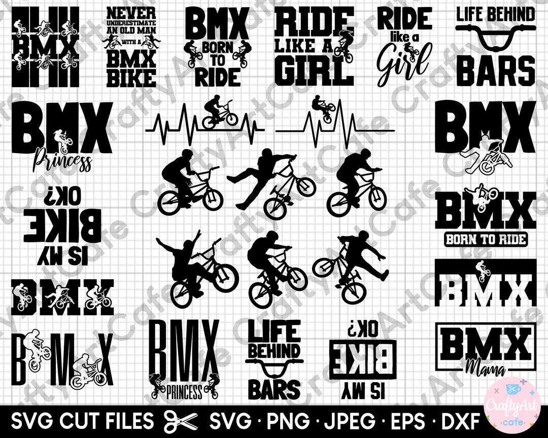 Bmx Svg Bundle Set Bmx Silhouettes Svg Png Clipart Cut Files Bmx Girl ...