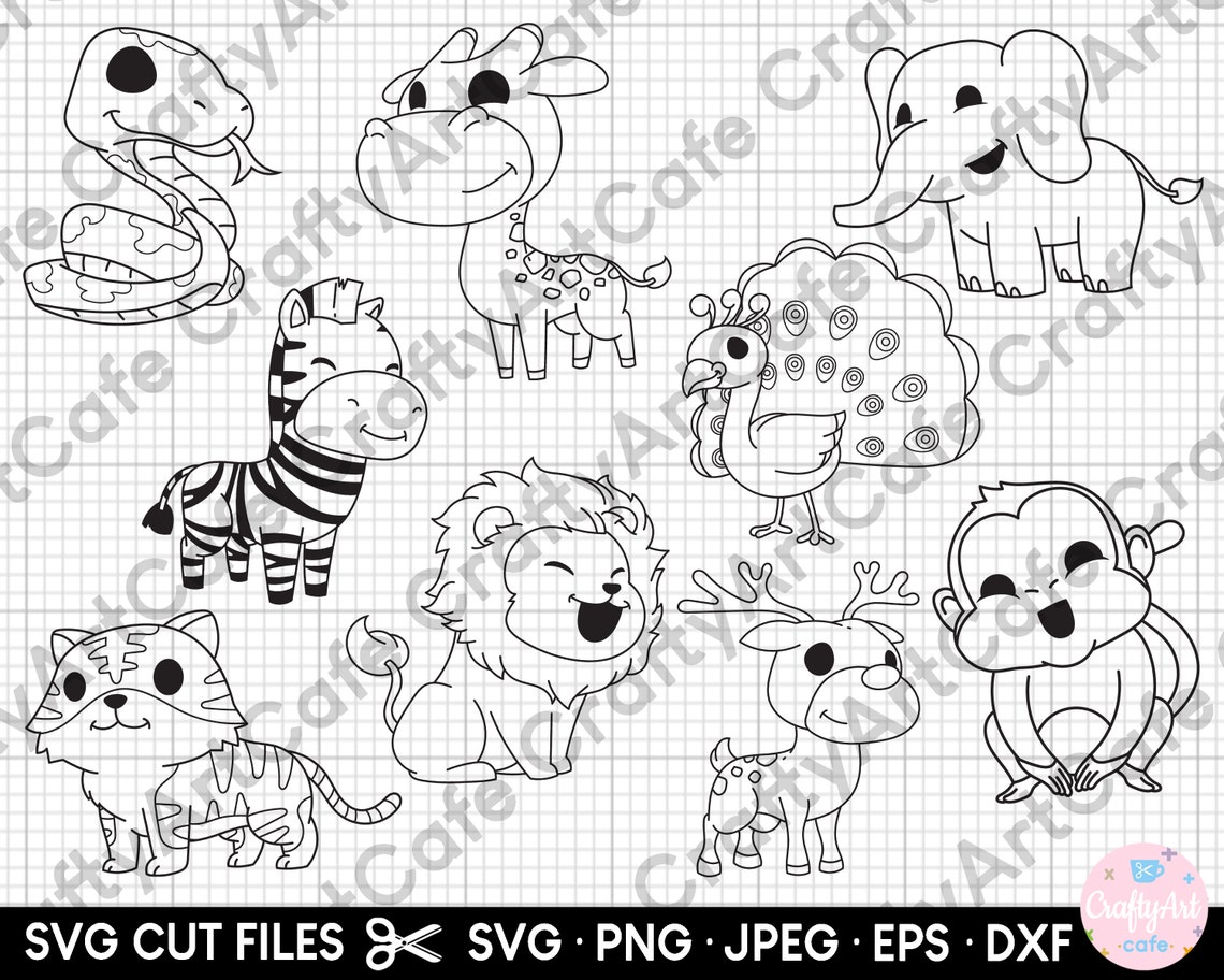 Safari Animals Silhouette SVG Cut Files Bunde Snake - Etsy