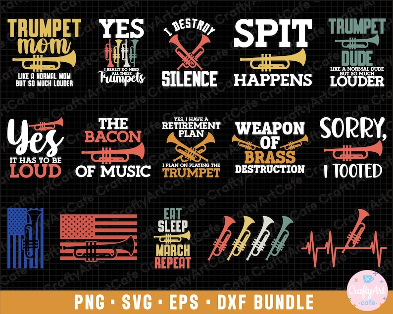 Trumpet Png Trumpet Svg Trumpet Png Bundle Sublimination Commercial Use ...
