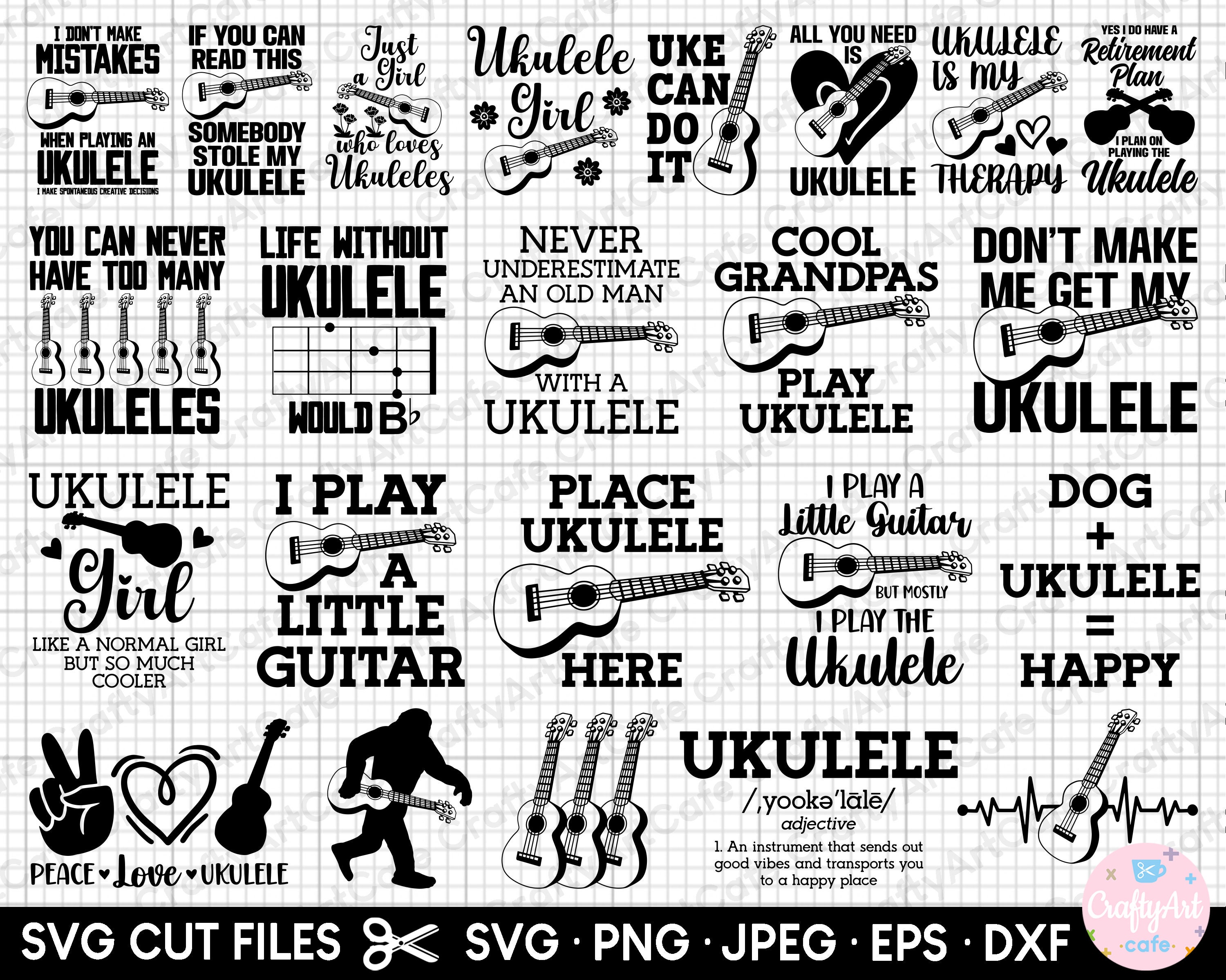 Ukulele Svg Bundle Cricut Free Commercial Use Ululele Png Bundle ...