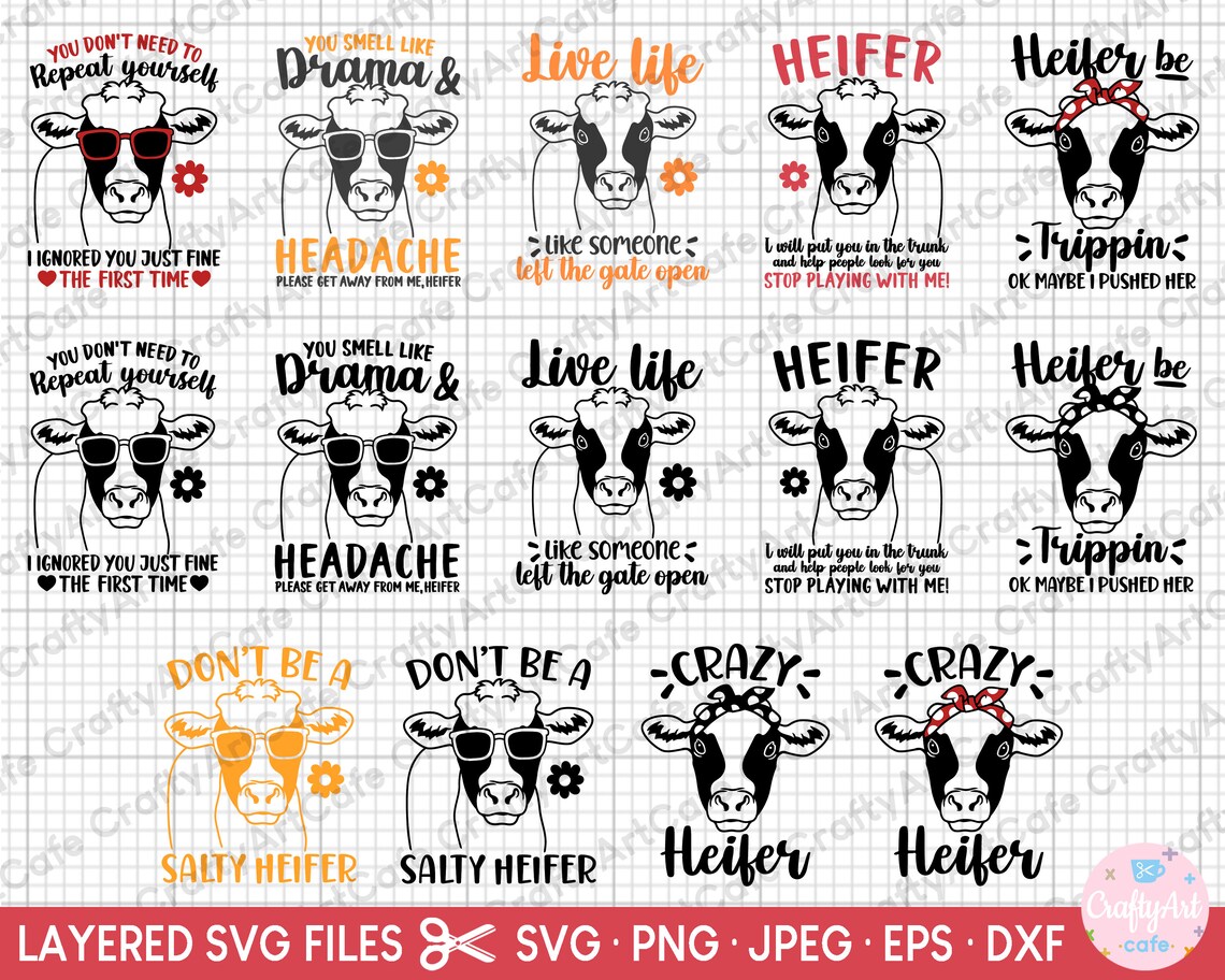 Heifer Svg Bundle Cricut Cut File Free Commercial Use Heifer Png Bundle ...