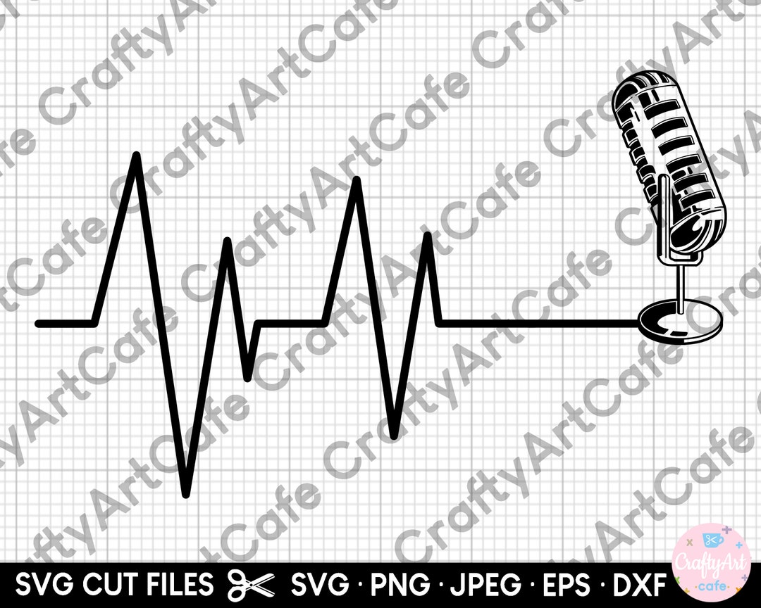 Microphone Svg Heartline Heartbeat Clipart Clip Art Podcast - Etsy