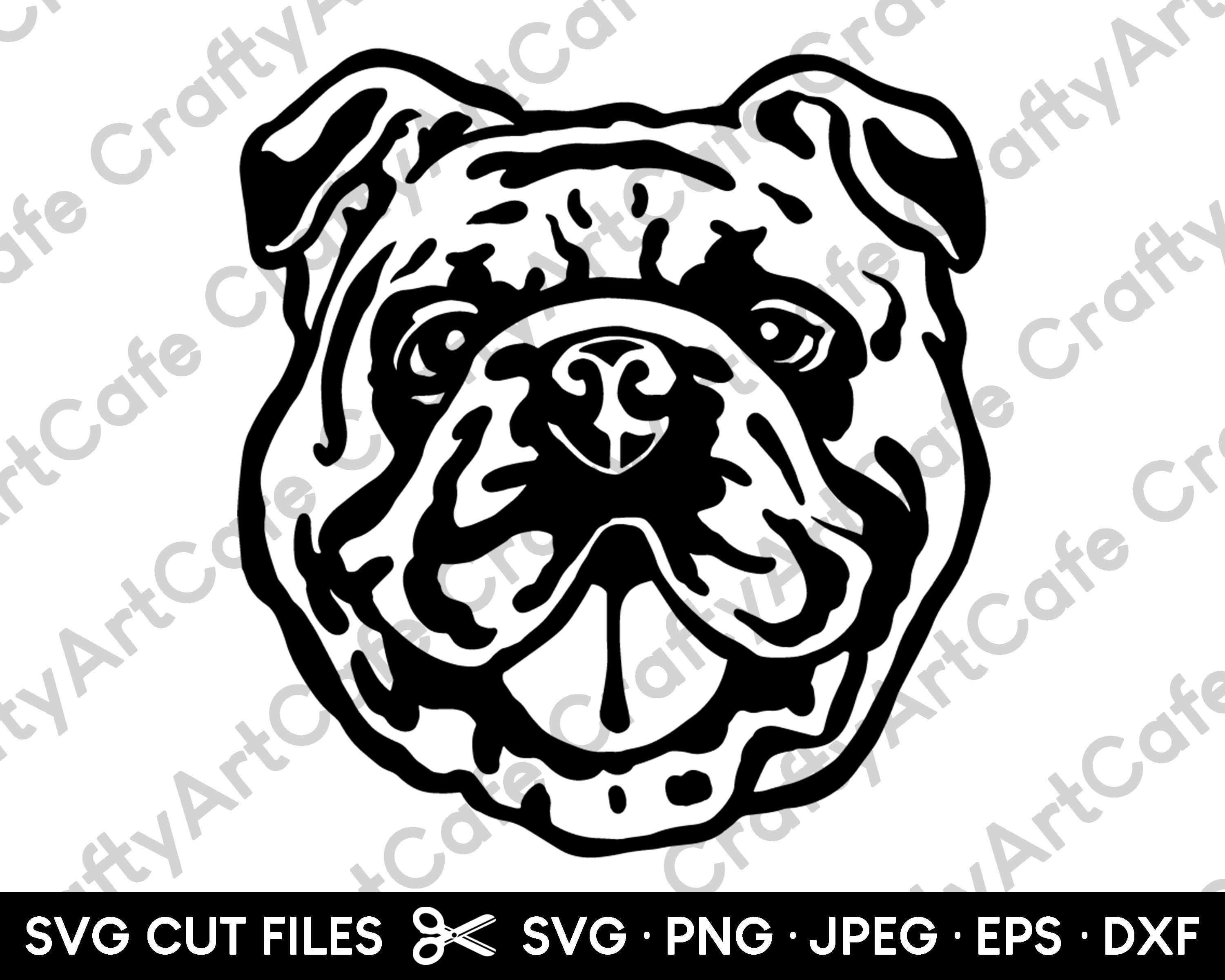 English Bulldog Face Outline