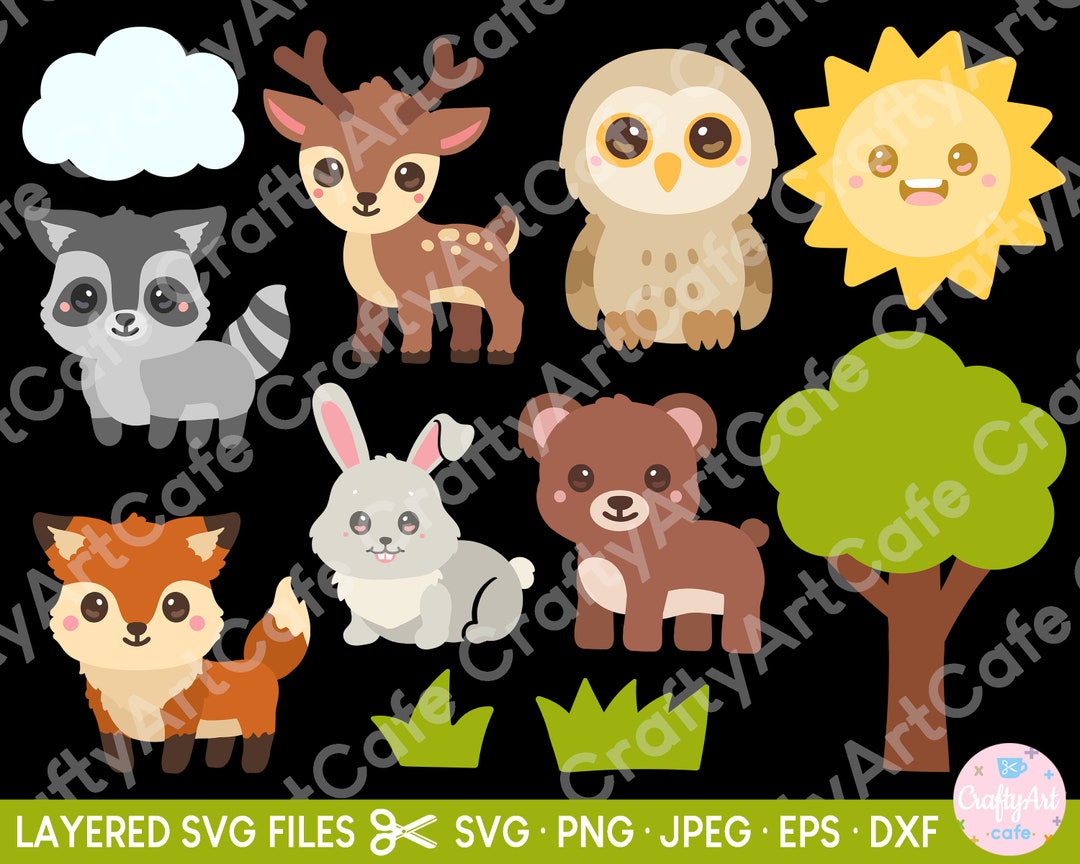 Forest Animals Svg Bundle for Cricut Raccoon Svg Deer Svg Owl Svg Bear ...