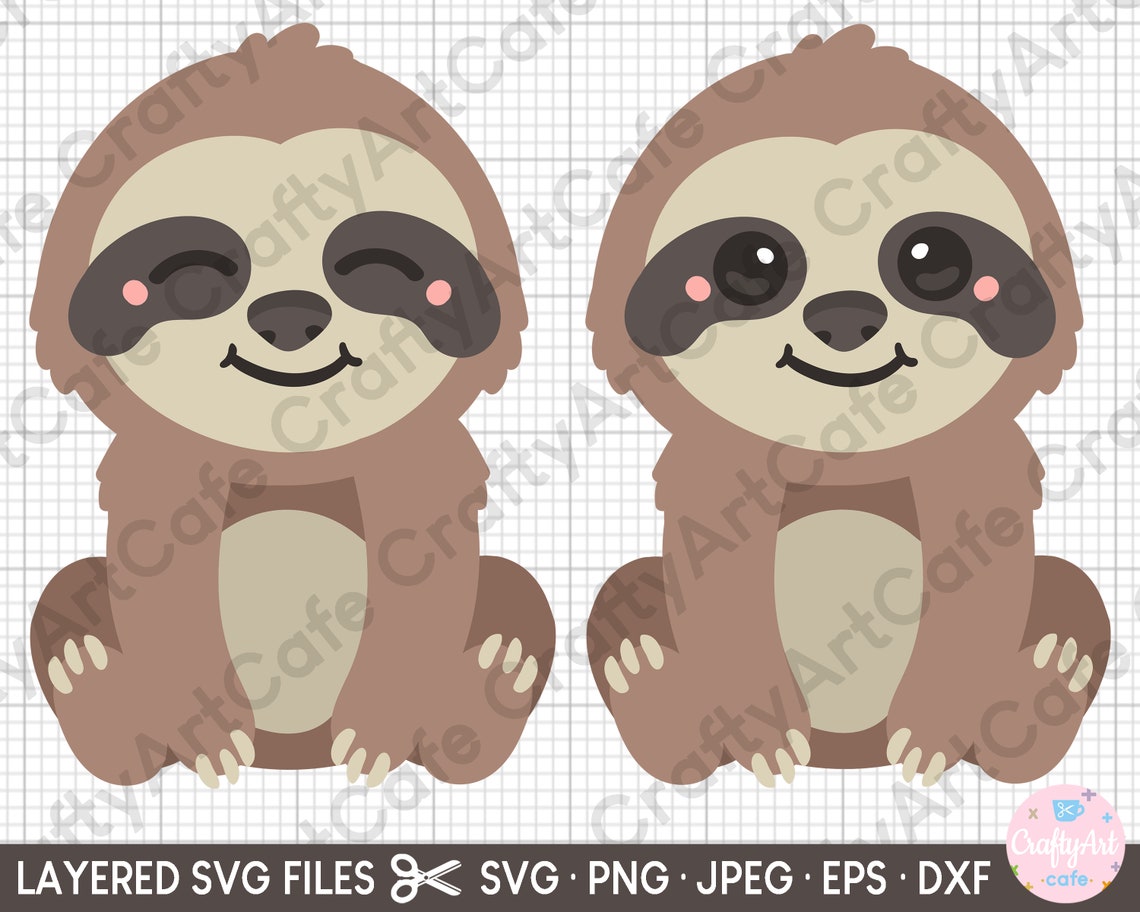 Sloth Png Svg Clipart Sloth Svg for Cricut Sloth Cut File Layered Cute ...