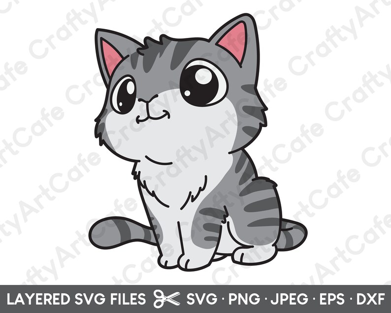 Anime Cat Svg Kawaii Cat Svg Cat Clip Art Commercial Use - Etsy UK