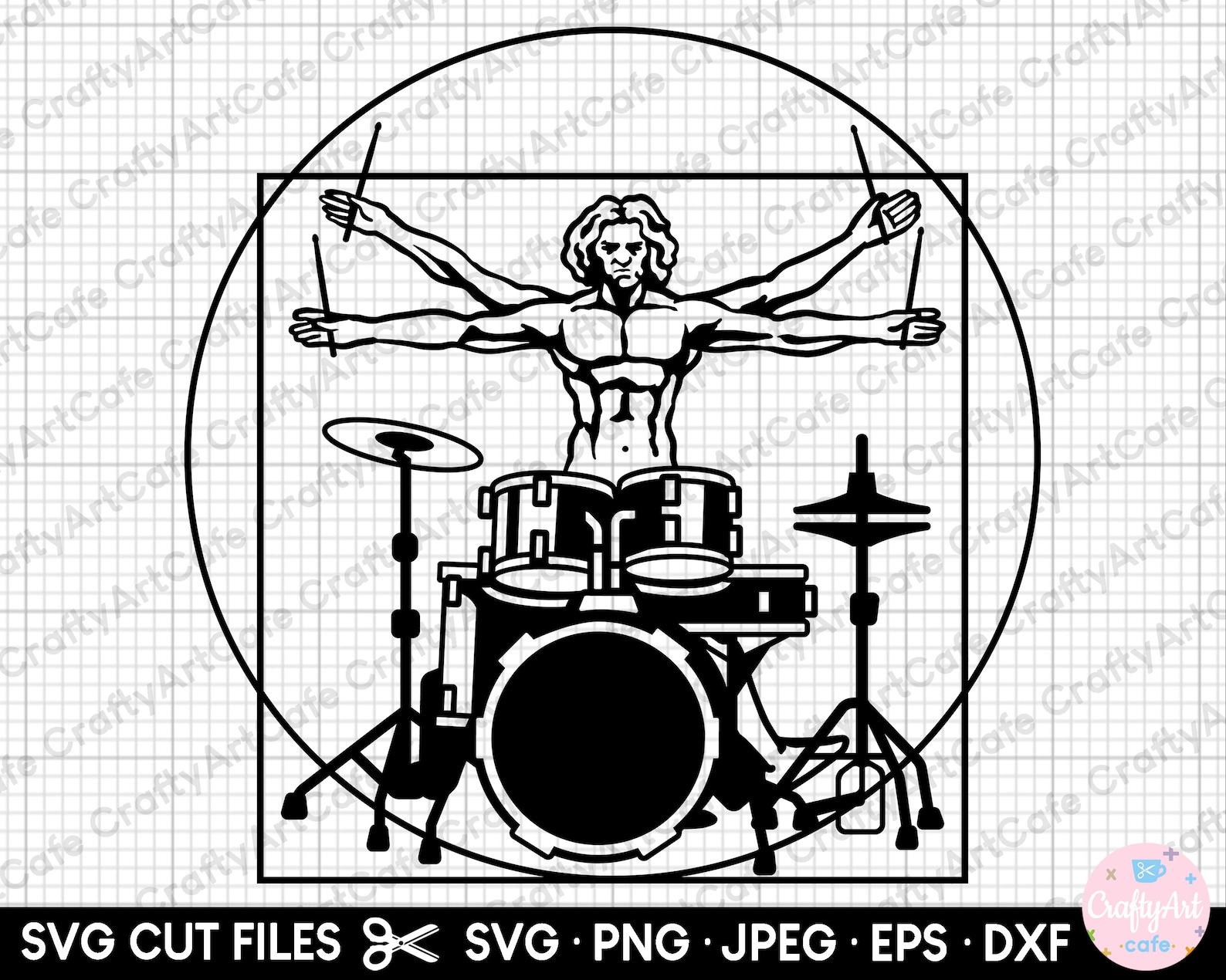 Drummer Svg Drummer Png Drummer Svg Cricut Shirt Vitruvian Drummer Svg ...