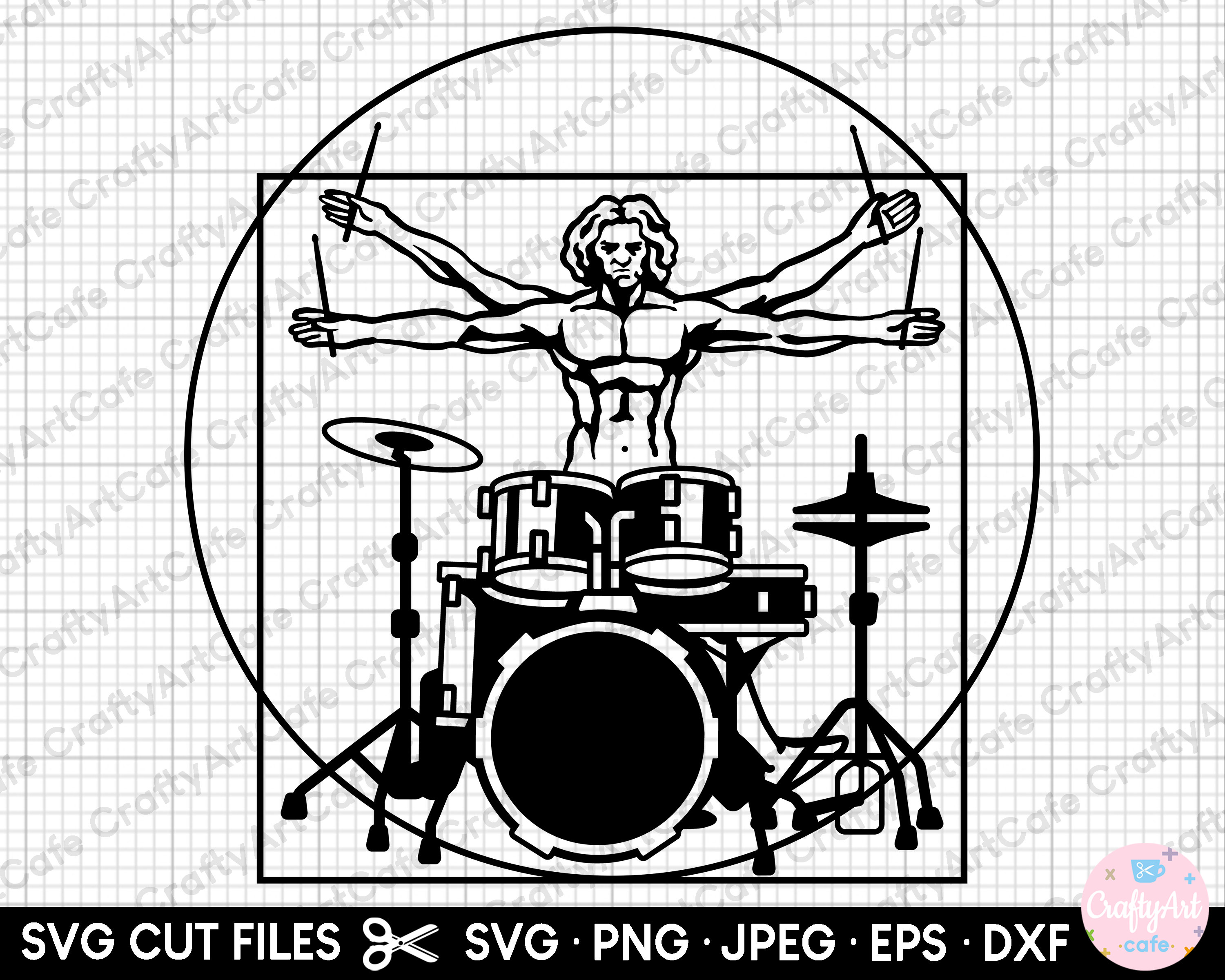 Drummer Svg Drummer Png Drummer Svg Cricut Shirt Vitruvian Drummer Svg ...