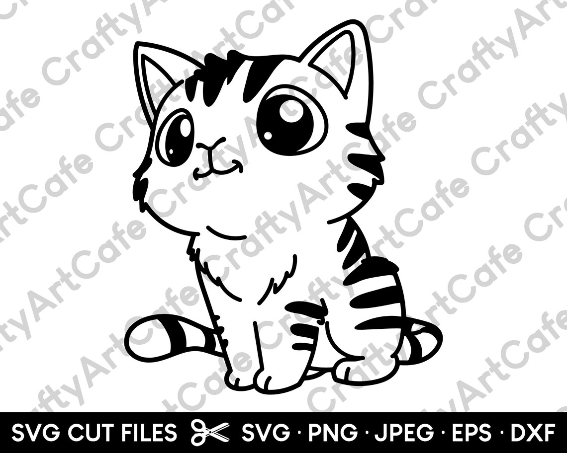 Kawaii Anime Cat Svg Cut File Cricut Clip Art Commercial Use | Etsy