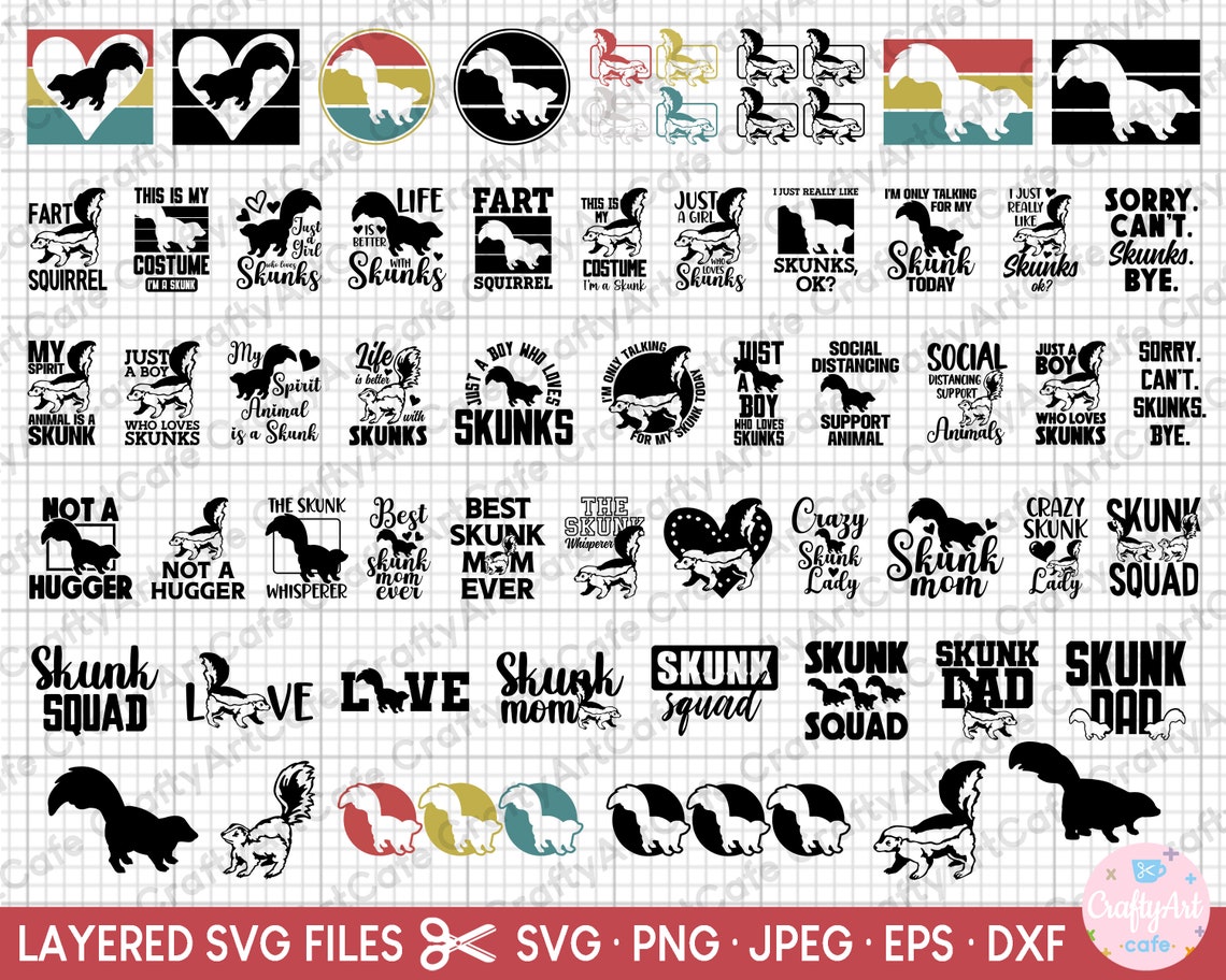 Skunk Svg Bundle Cricut Free Commercial Use Skunk Png Bundle Shirt ...
