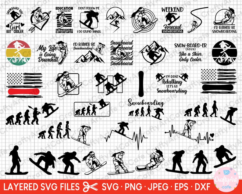 Snowboard Girl Svg Bundle Cricut Snowboarder Svg Bundle Snowboarding ...