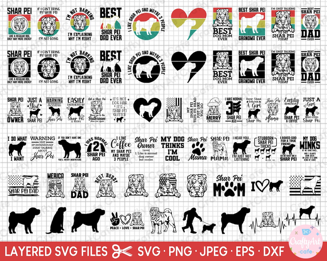 Shar Pei Svg Bundle Cricut Shar Pei Png Bundle Free Commercial Use Shar ...