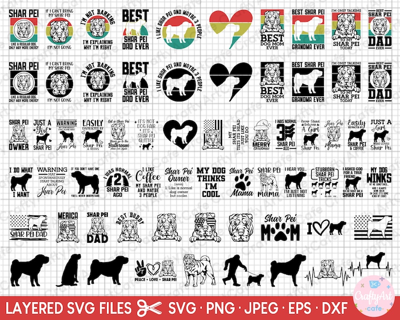 Shar Pei Svg Bundle Cricut Shar Pei Png Bundle Free Commercial - Etsy