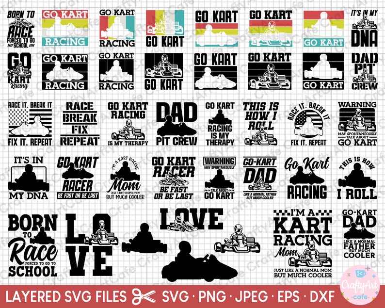 Go Kart Svg Bundle Cricut Cut Files Free Commercial Use Shirt Designs ...