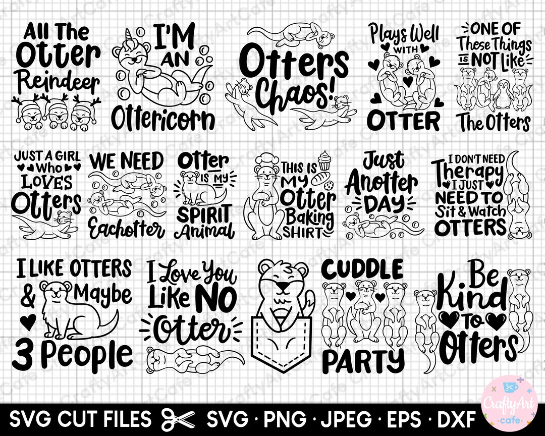 Otter Svg Bundle Cricut Otter Png Bundle Otter Cut File Shirt Design ...