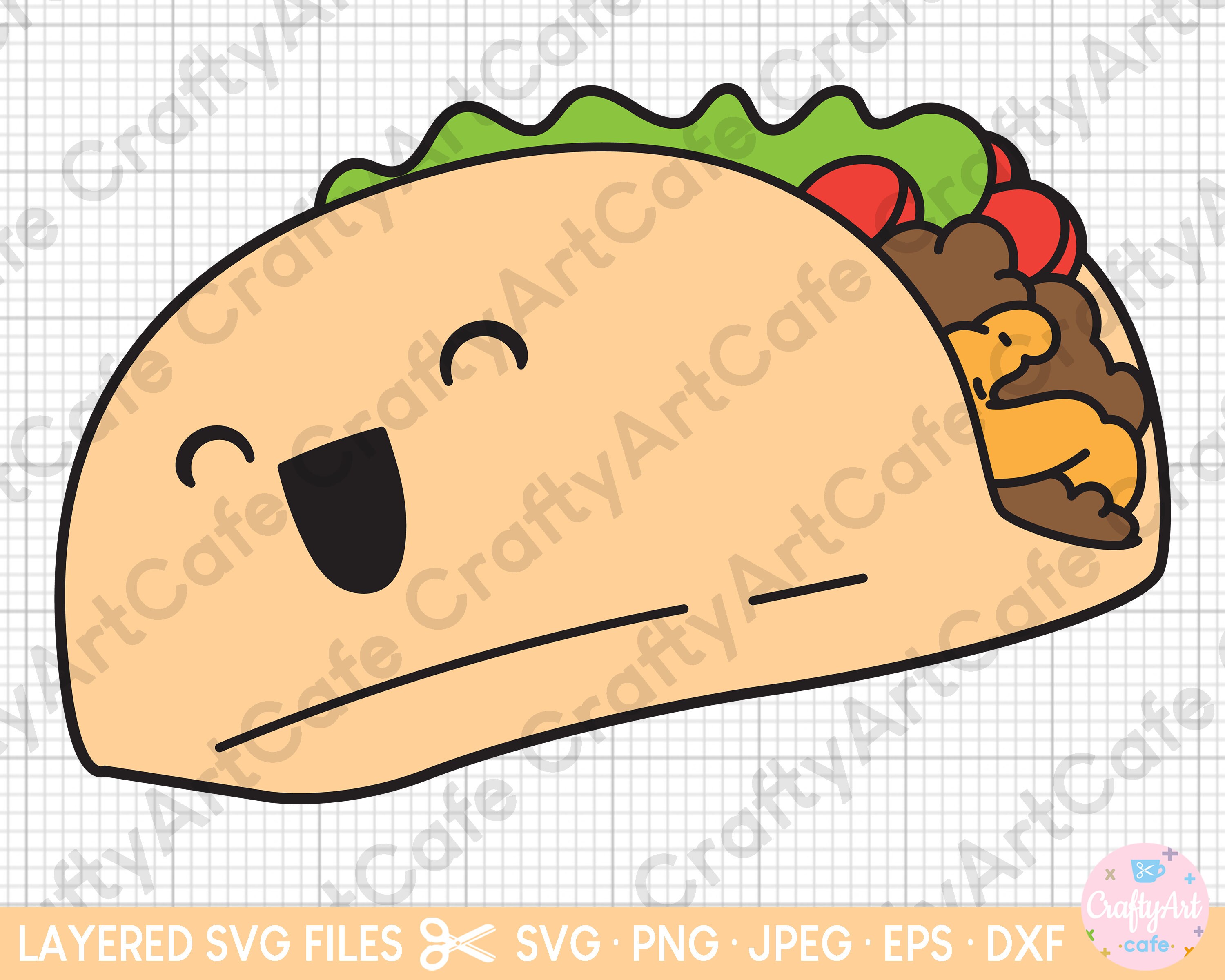 Kawaii Taco Svg Cute Taco Svg Taco Clipart Taco Illustration Commercial ...