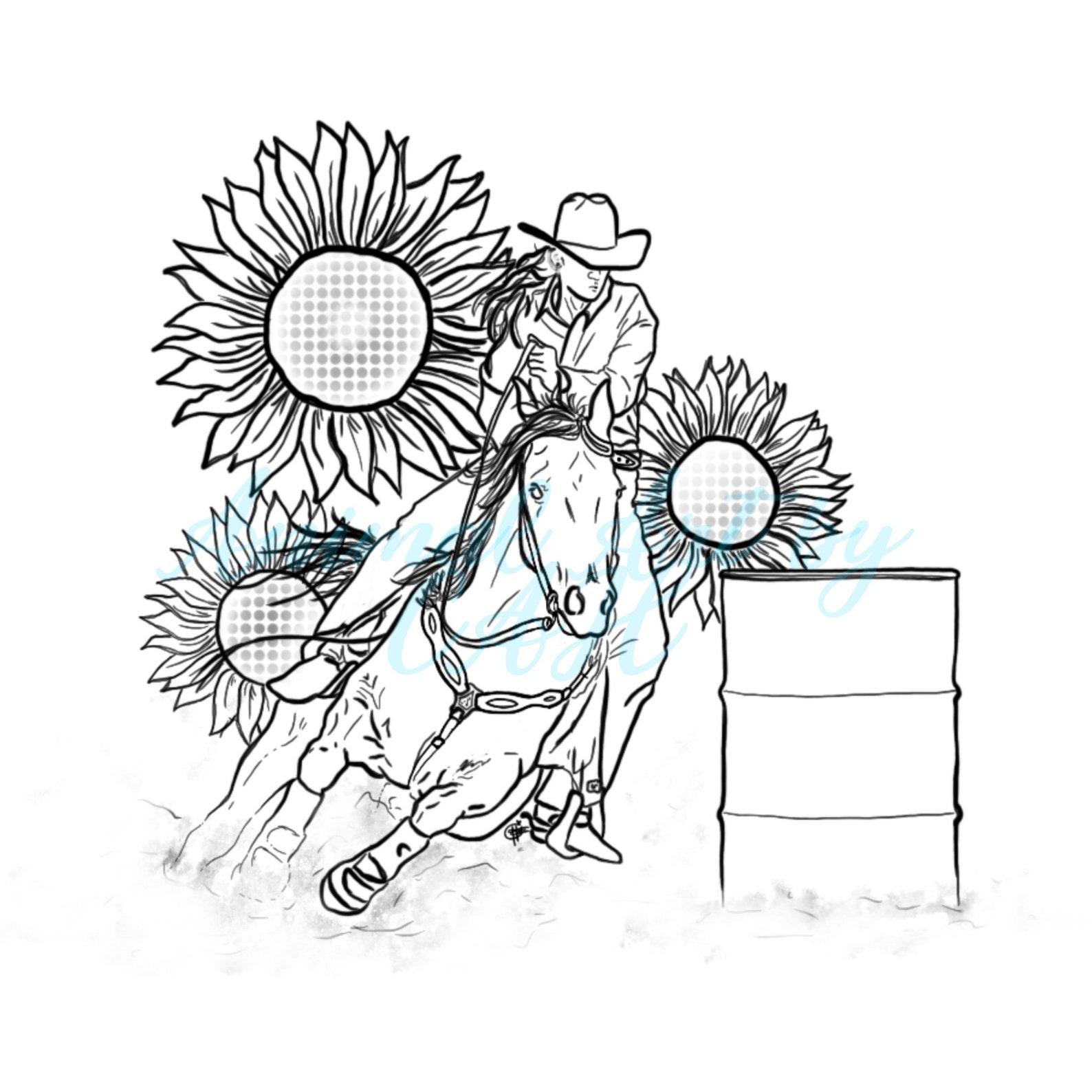 Horse Coloring Page Barrel Racer Digital Download - Etsy