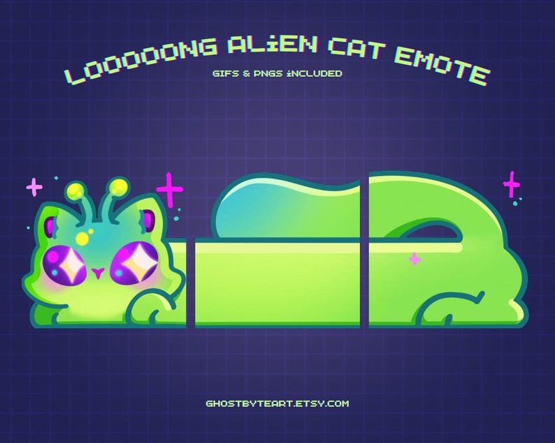 Long Alien Cat Emote | Gamer Emotes for Streaming - Etsy