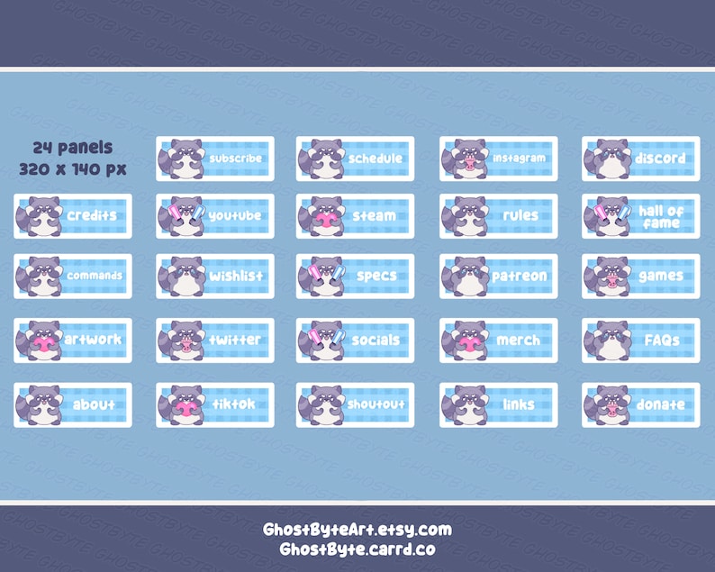 Raccoon Pngtuber, Panels, Emotes & Streaming Schedule | Streaming Pack ...