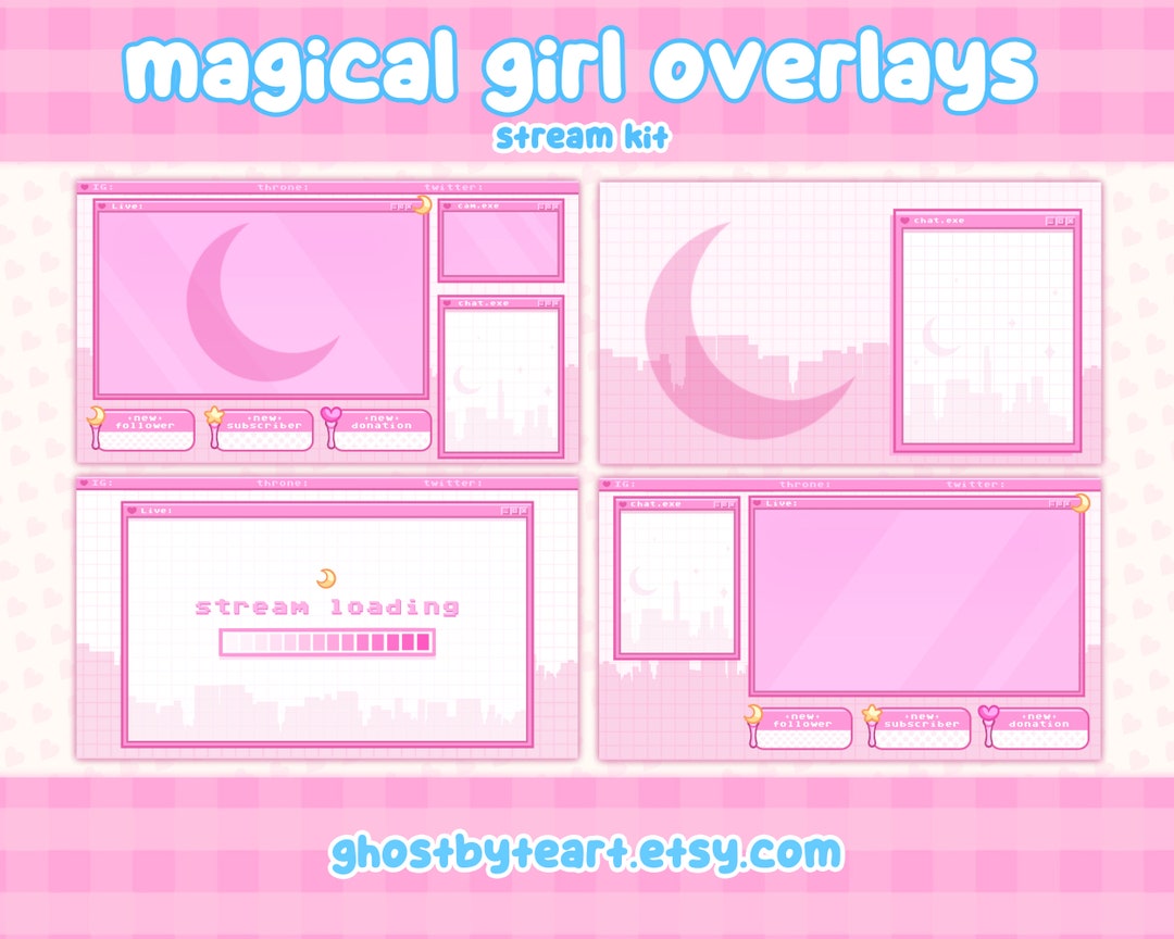 ANIMATED Pink Magical Girl Overlays & Transitions | Streaming Pack for ...