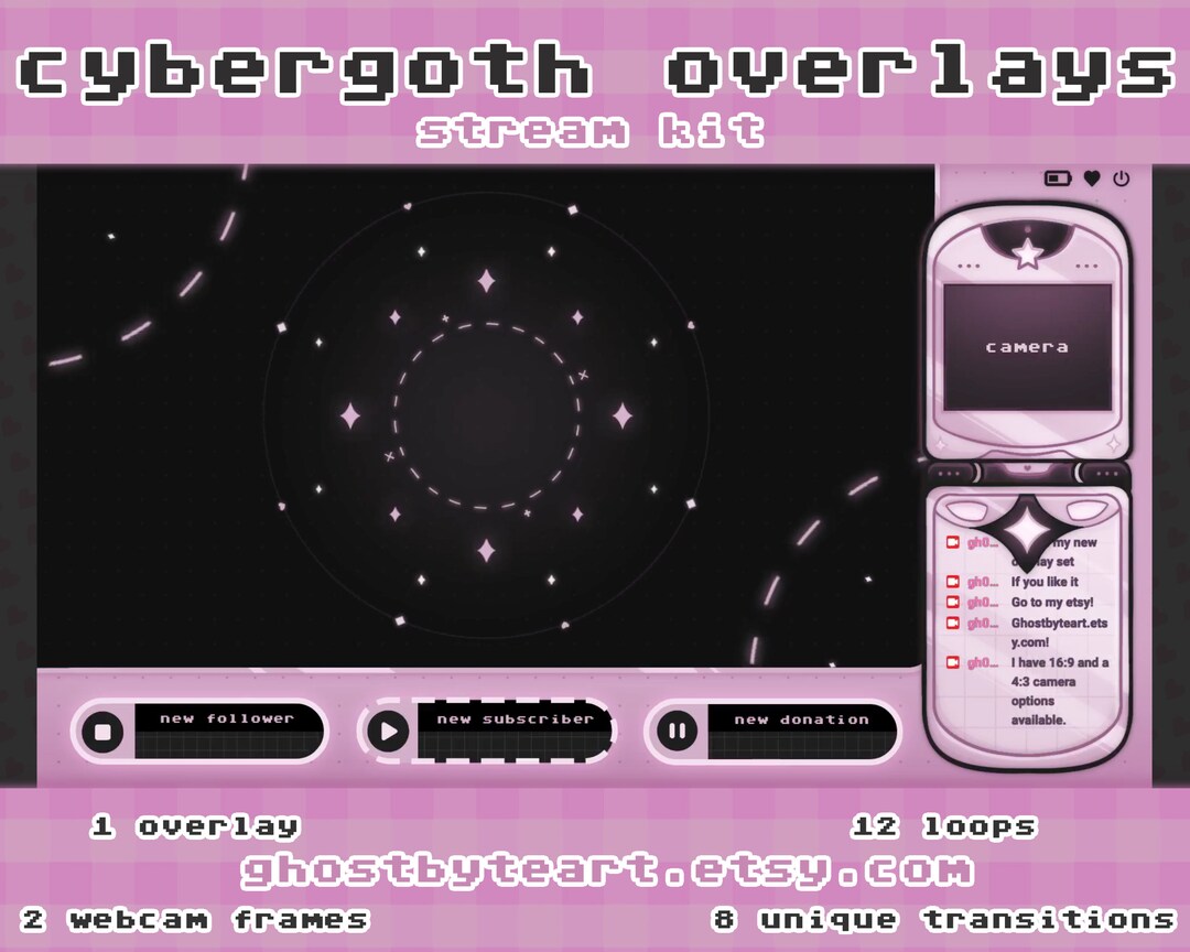 ANIMATED Cybergoth Y2K Stream Kit for Twitch! | Transitions, Overlays ...