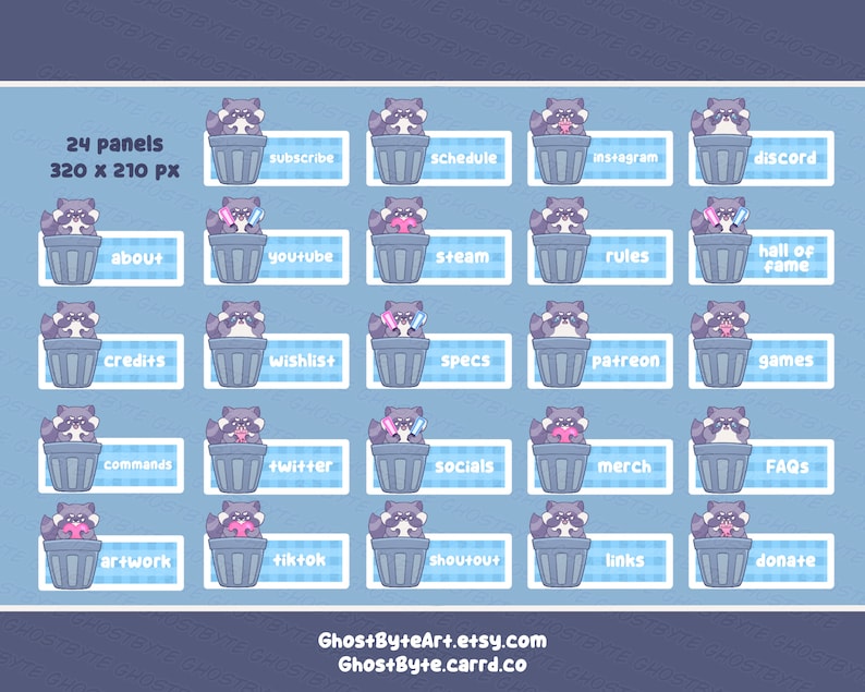 Raccoon Pngtuber, Panels, Emotes & Streaming Schedule | Streaming Pack ...