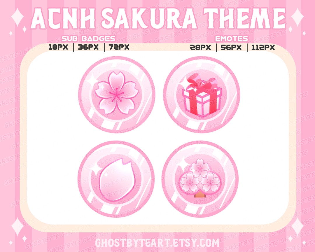 Animal Crossing ACNH Sakura Pink Twitch Emotes & Sub Coins Streaming ...
