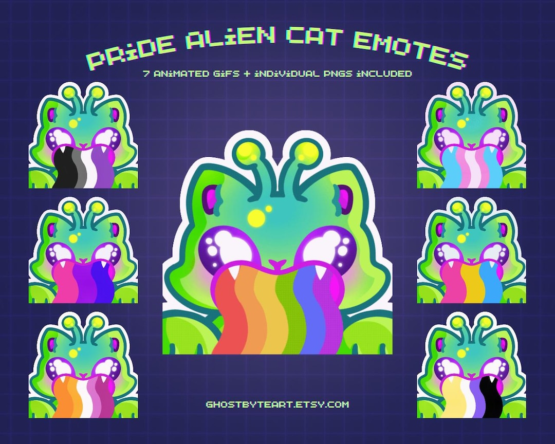 Alien Cat Pride Emotes: LGBT Gamer Girl Streaming Emotes (digital ...