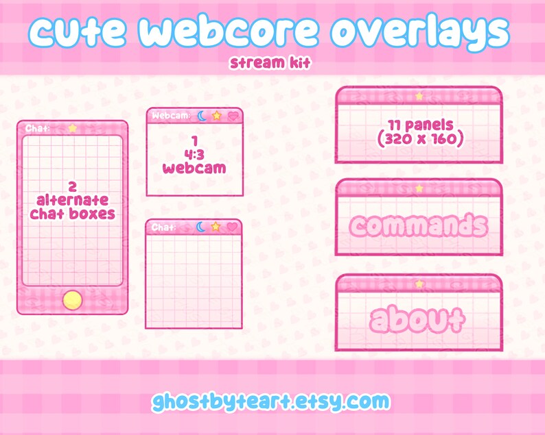 5 Cute Webcore Overlays & Panels | Streaming Pack for Twitch! - Etsy