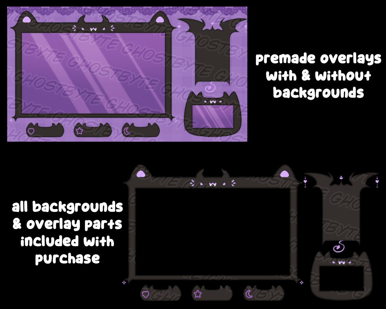 Cat Bat Goth Stream Overlay for Twitch! | Transitions, Overlays and ...