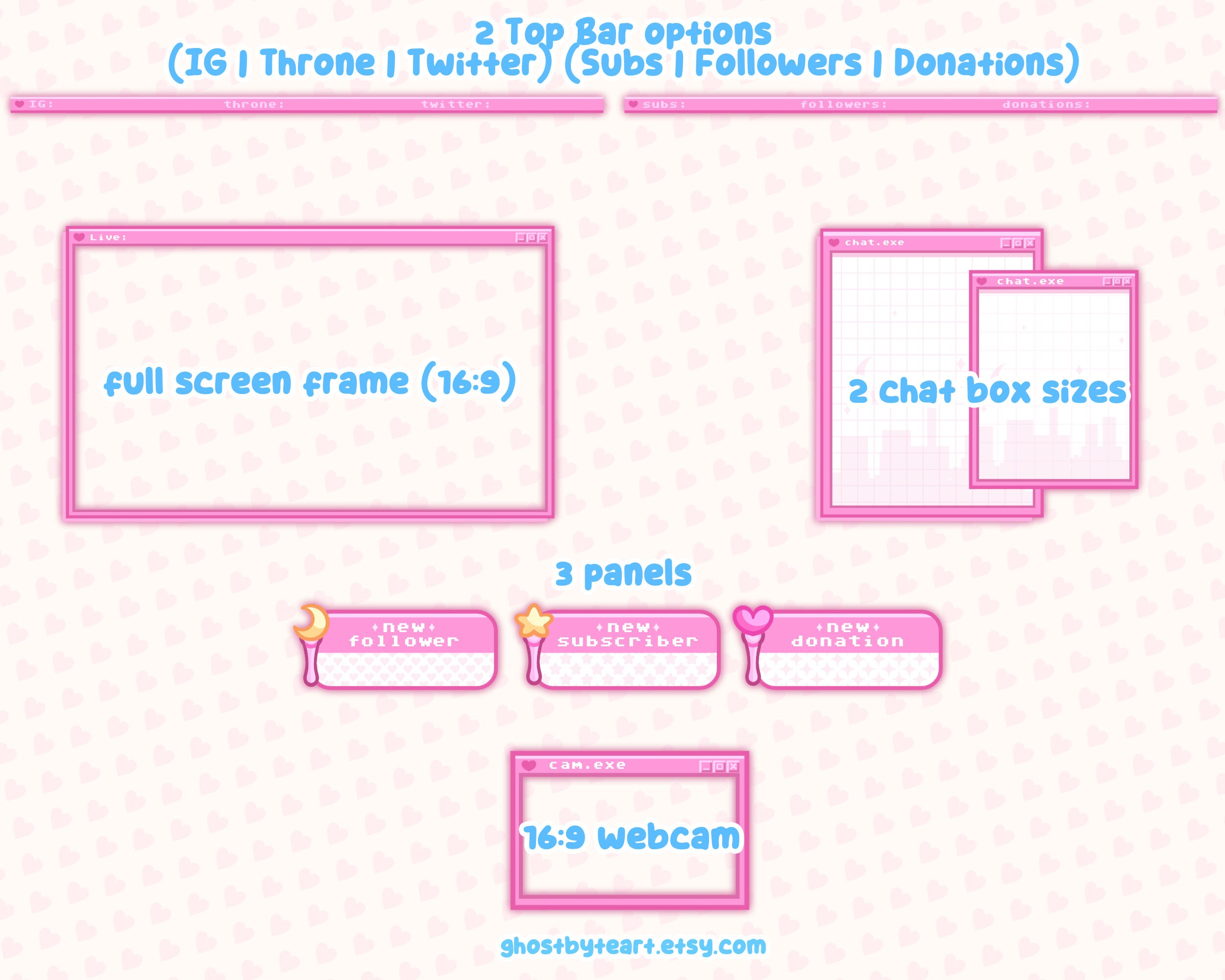 ANIMATED Pink Magical Girl Overlays & Transitions Streaming Pack for ...