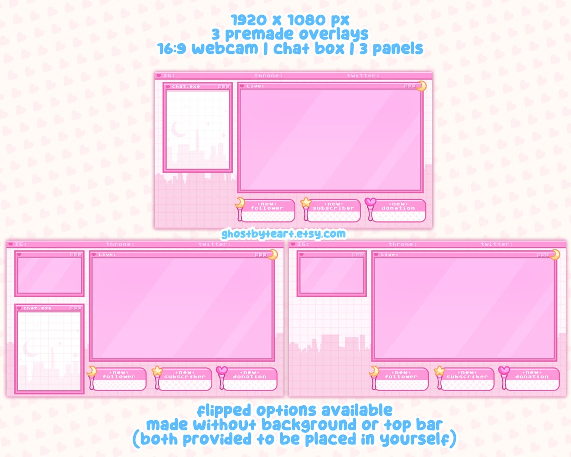 ANIMATED Pink Magical Girl Overlays & Transitions Streaming Pack for ...