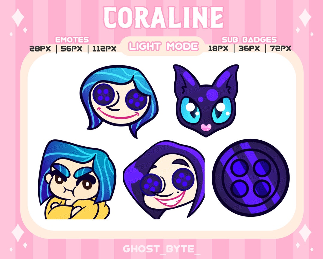 Coraline Emote Pack Sub Badges Twitch Discord Youtube - Etsy Portugal