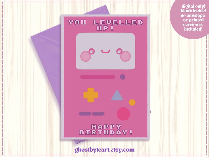 BMO Beemo happy Birthday Gamer Card Adventure Time Birthday Card ...
