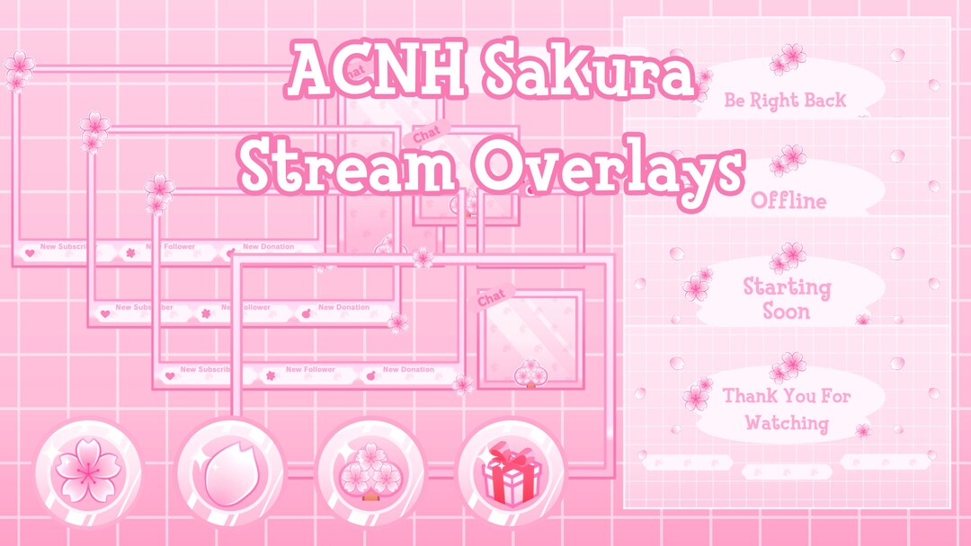 Animal Crossing ACNH Sakura Pink Twitch Overlay Streaming Pack ...