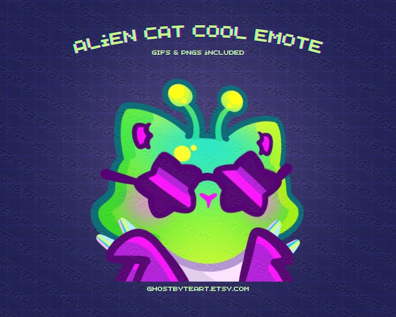Cool Kitty Alien Cat Emote | Gamer Girl Emotes for Streaming - Etsy