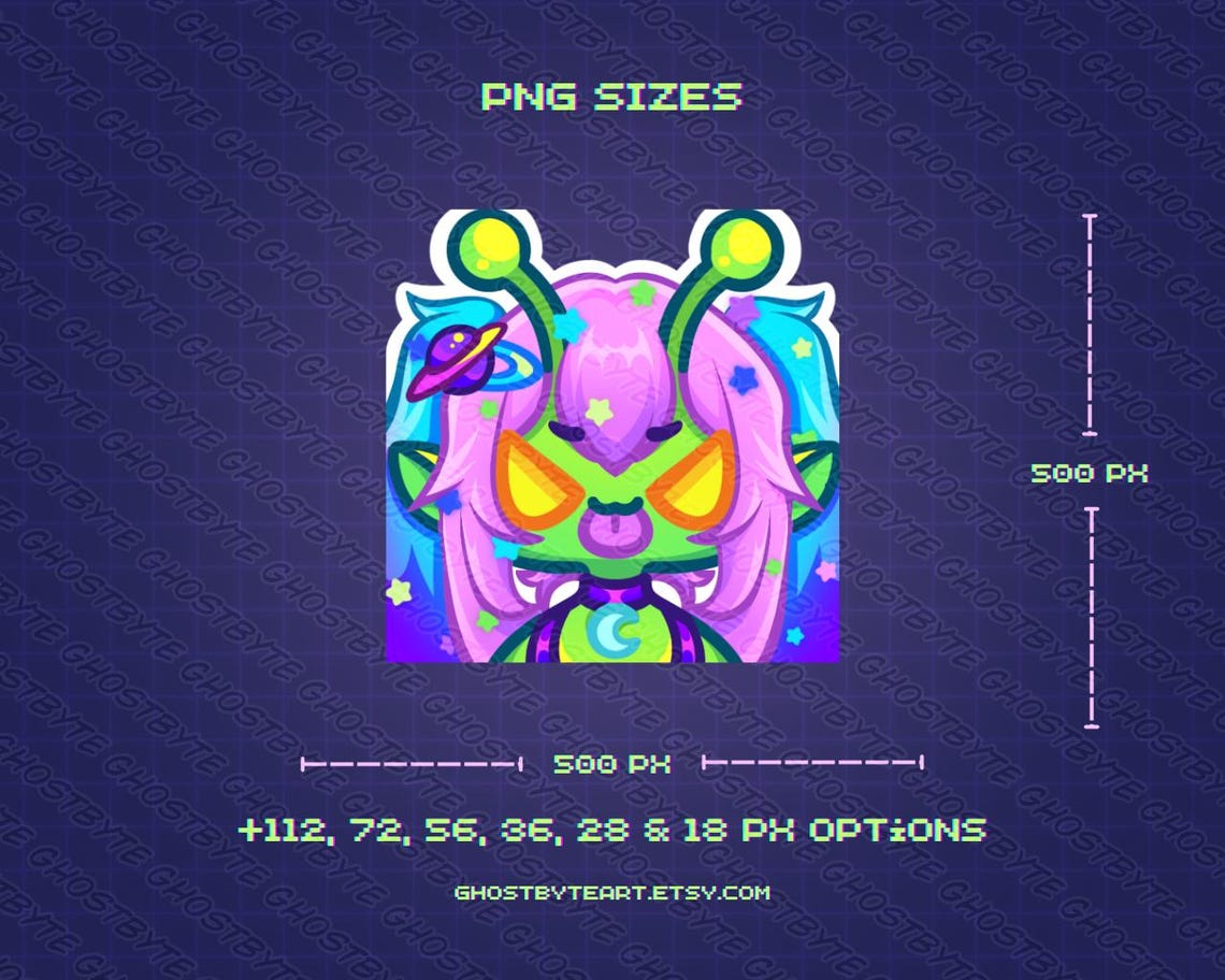 Candy Alien Girl Animated Emotes: Chibi Gamer Sub Badges (digital ...