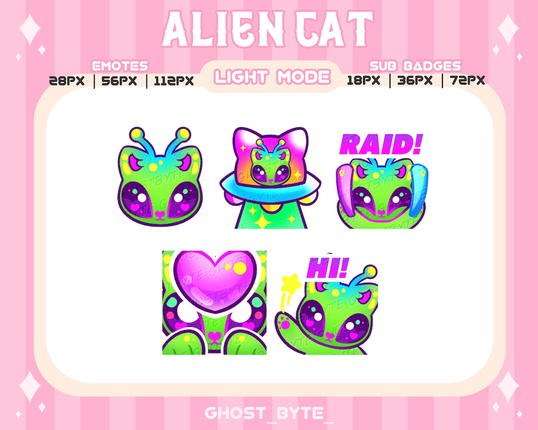 Alien Cat Emote Pack | Sub Badges | Twitch | Discord | Youtube ...